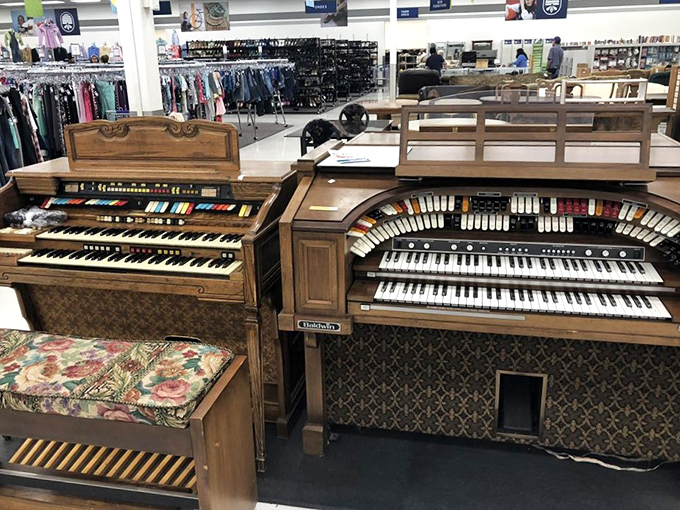 Not just any thrift store find—vintage organs and pianos that could turn your living room into Carnegie Hall (musical talent not included).