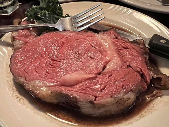 This prime rib isn't just cooked—it's coaxed to perfection. The kind of dish that makes conversation stop and eyes close involuntarily.
