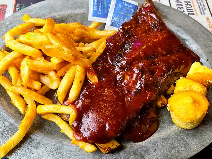 Ribs so tender they practically surrender to your fork before you even touch them. The sauce glistens with sweet, smoky potential.