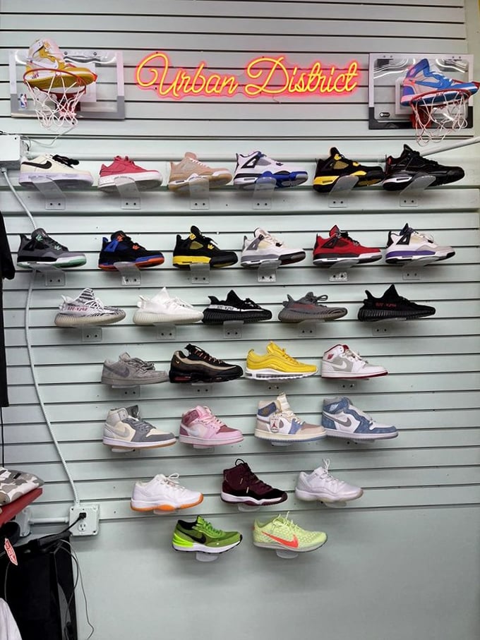 The "Urban District" sneaker display would make any footwear aficionado weak in the knees. Sneakerheads, prepare your wallets!