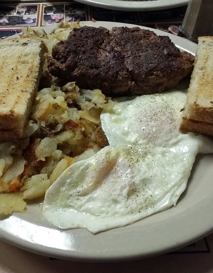Country fried steak and eggs: the breakfast equivalent of a warm hug from your favorite aunt who never judges your life choices.