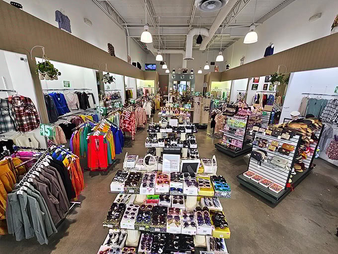 Retail therapy in its purest form – racks of sunglasses and summer clothes promising the California lifestyle at a fraction of the usual cost.