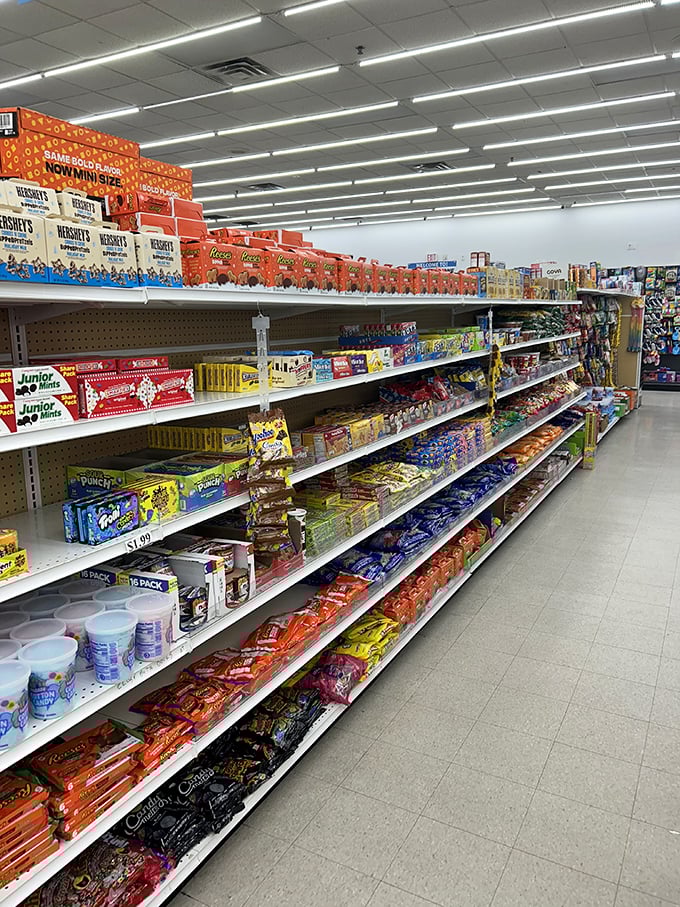 A candy lover's dream that would make Willy Wonka jealous—rows of sweet treasures that bring out the kid in every shopper.