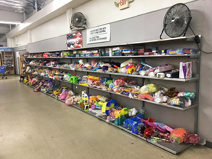 The toy section—a nostalgic playground where yesterday's playthings wait patiently for tomorrow's imaginative adventures.