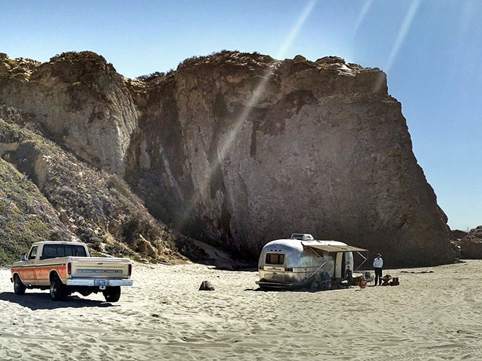 Beach camping, Malibu-style. This vintage Airstream and pickup combo isn't just transportation—it's a time machine to endless California summers of the 1970s.