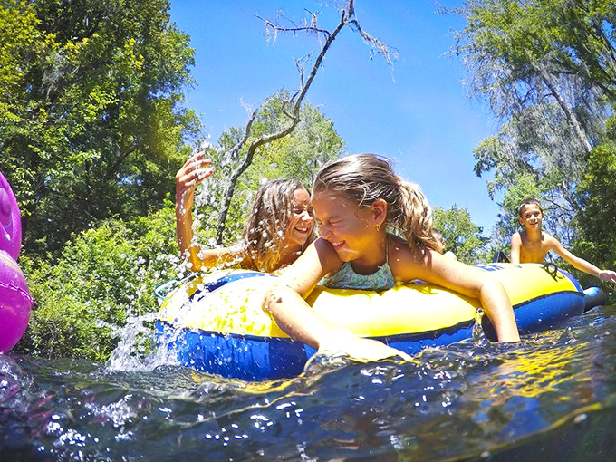 Brave souls float in nature's air conditioning while the rest contemplate life's mysteries.