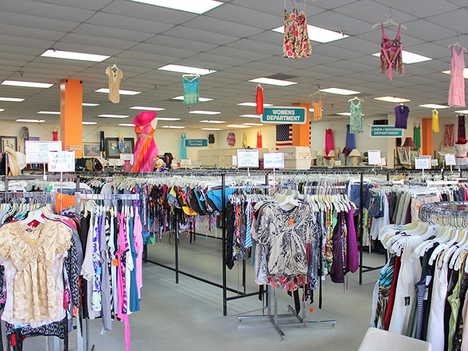 Colorful tops dancing from the ceiling like retail confetti. The women's department isn't just organized – it's curated better than some museum collections I've visited.