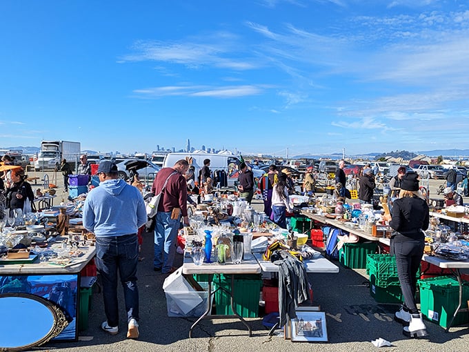 Alameda Point shoppers navigate the crowded aisles with determination, like archaeologists on the hunt for that perfect artifact.