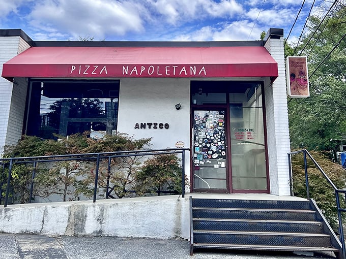 That red awning screams "Pizza Napoletana" louder than Tony Soprano ordering his usual Sunday dinner special treat.