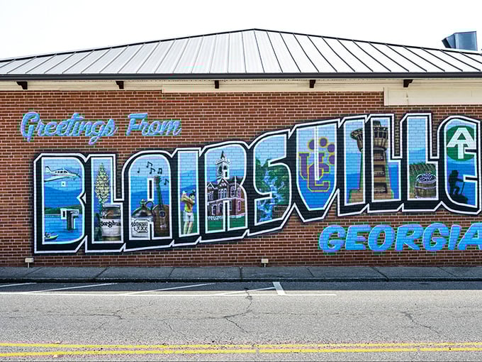 Blairsville's colorful downtown mural welcomes visitors like a warm hug from your favorite Southern aunt.