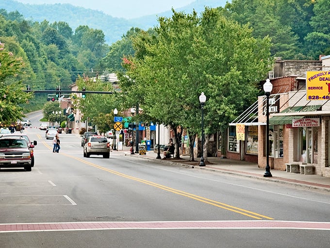 Bryson City’s main street flows with mountain charm, where small-town pride meets timeless American scenery.
