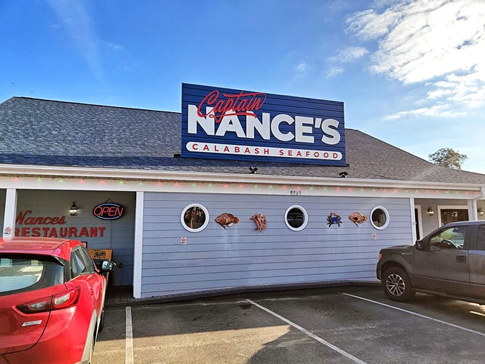 Captain Nance's classic signage promises the kind of authentic seafood experience that never goes out of style.