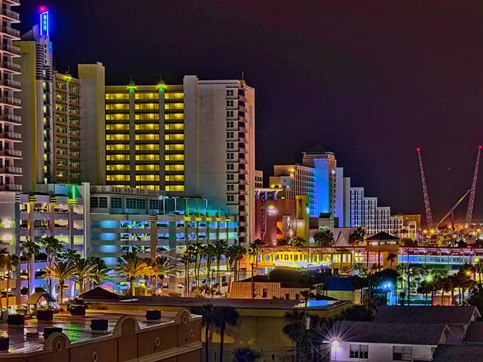The iconic Daytona skyline rises from beaches where speed meets serenity in affordable coastal harmony.