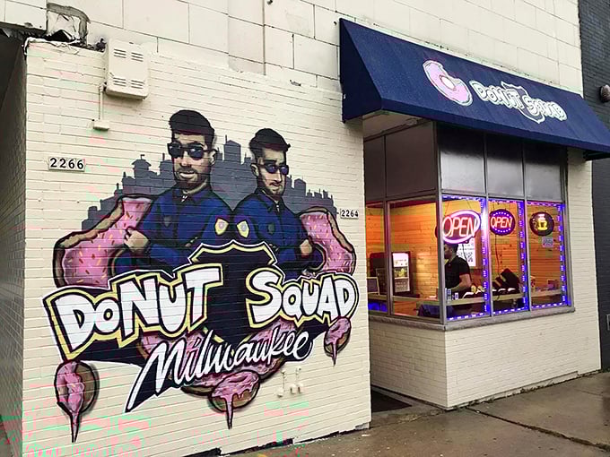 Donut Squad's mural declares their superhero status in Milwaukee's breakfast scene with colorful authority.