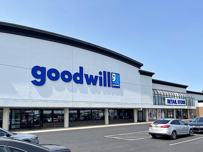 Goodwill's modern storefront design proves thrift shopping has evolved into a sophisticated treasure hunting experience.
