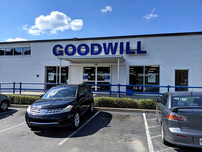 Goodwill's classic blue and white never goes out of style - just like the timeless finds inside.