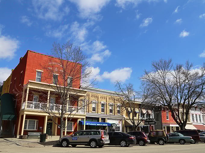 Granville - Red brick buildings create timeless streetscapes that whisper stories of generations past.