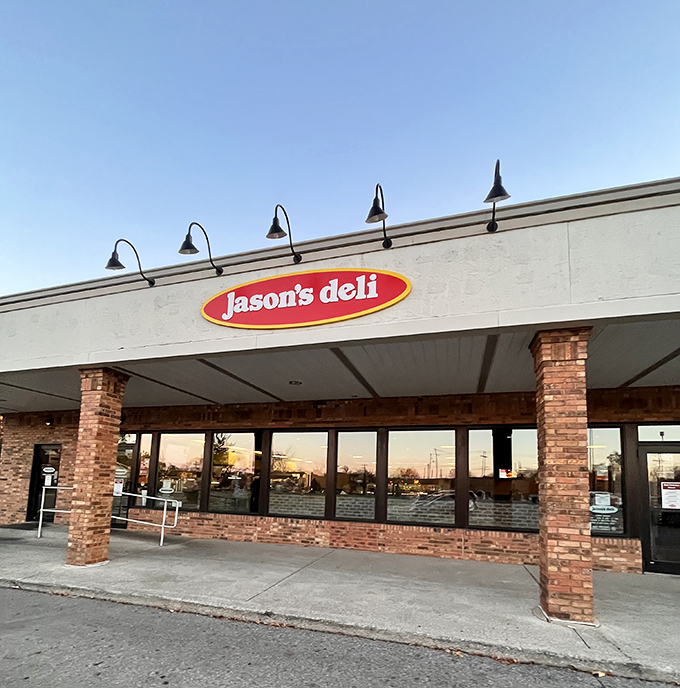 Jason's Deli's welcoming storefront promises a sanctuary of sandwich satisfaction under those stylish black lamps.