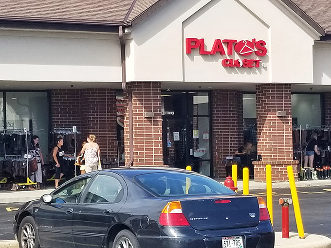 Plato's Closet's trendy exterior matches its fashion-forward mission - style doesn't have to break the bank here.