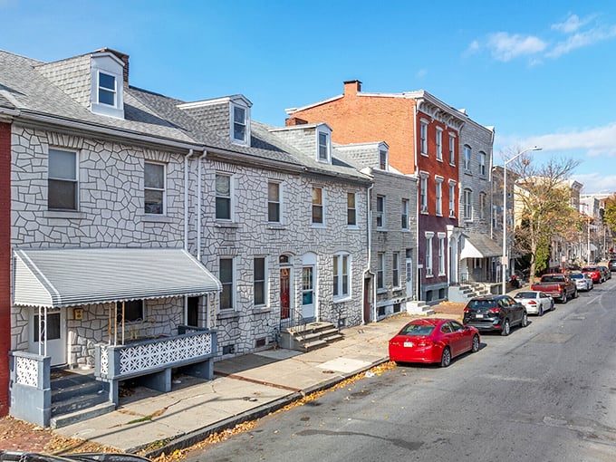 Reading's stone houses line up like old friends sharing secrets, each one unique yet perfectly harmonious.