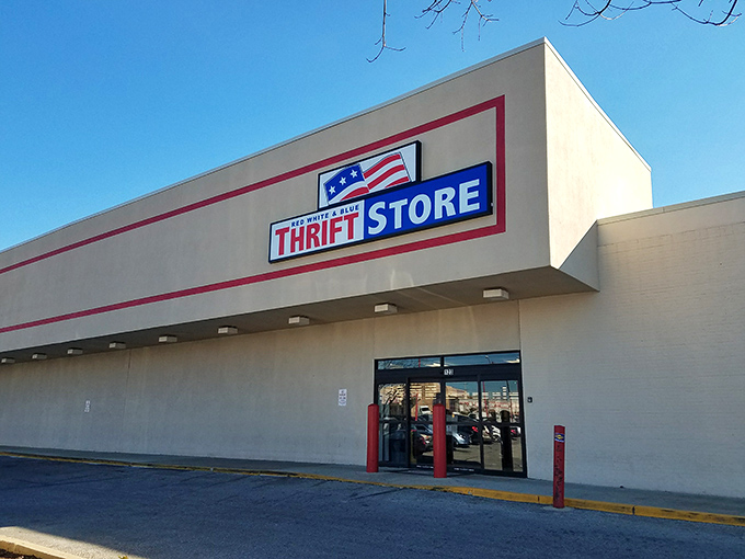 Red White & Blue's patriotic branding suggests all-American bargains await inside this spacious thrift destination.