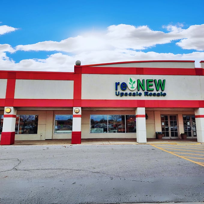 That red and white exterior signals something special – shopping here helps your community while helping your wallet.
