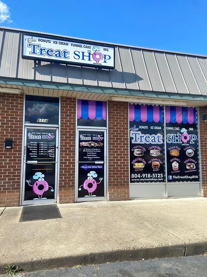 The Treat Shop's party-ready storefront makes every visit feel like a celebration of sugar. 