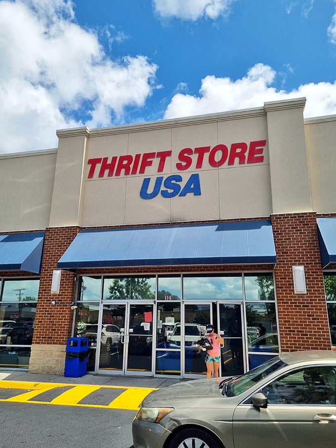 Thrift Store USA's bold signage promises exactly what it delivers: American-style bargain hunting at its finest.
