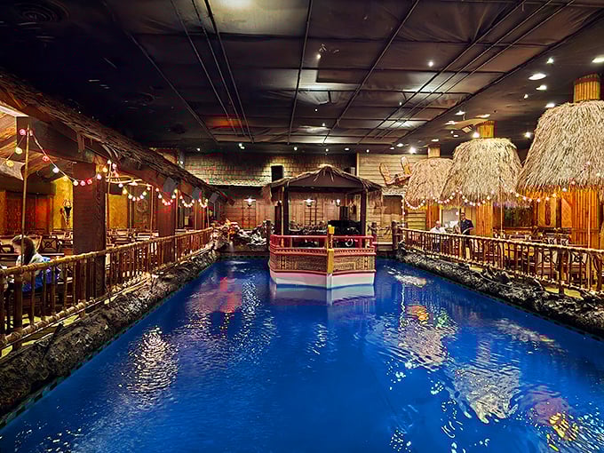 Tropical storms brew on schedule in this legendary tiki paradise where dinner comes with theatrical weather.