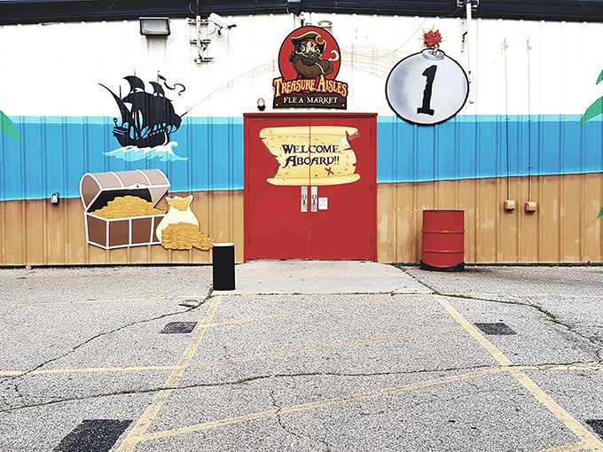 "Welcome Aboard!" Treasure Aisles' pirate-themed entrance sets the stage for a day of bargain plundering.