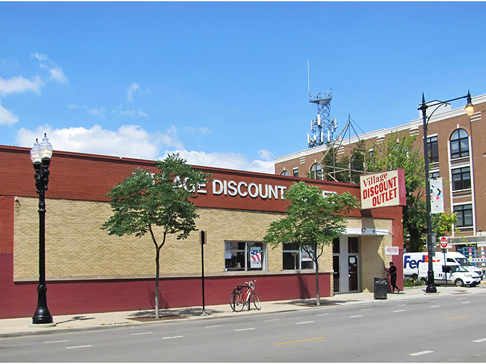 Village Discount Outlet's brick facade holds decades of Chicago thrifting history behind those welcoming doors.