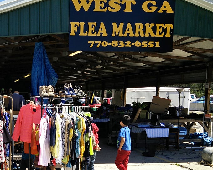 West Georgia Flea Market's bold sign promises a shopping adventure that's as colorful as the merchandise inside.