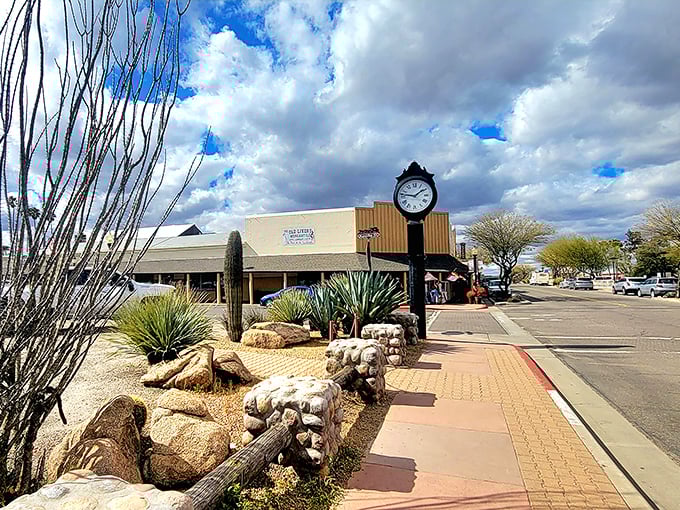 Wickenburg's clock tower stands sentinel over a town where dude ranch dreams still come true daily.