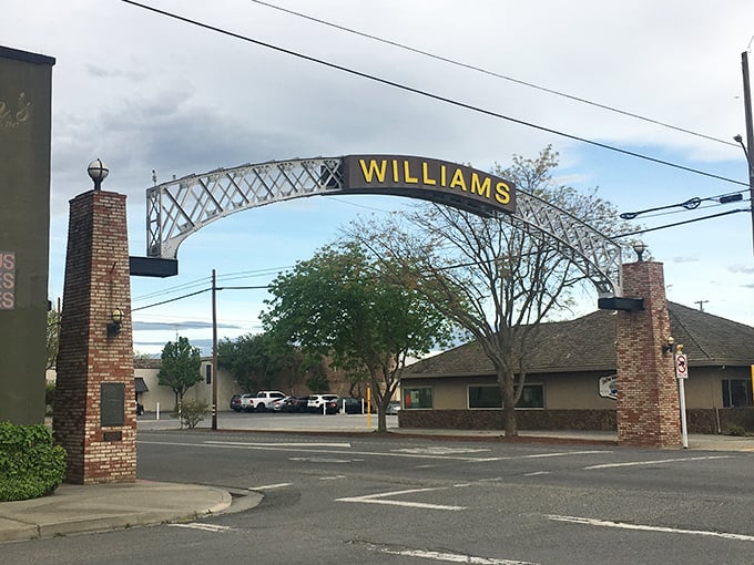 Williams welcomes visitors with a charming brick archway that says "small town pride" louder than words.