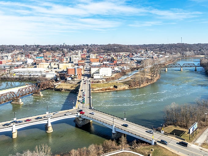 The Muskingum River flows through Zanesville carrying decades of stories and the promise of peaceful retirement days.