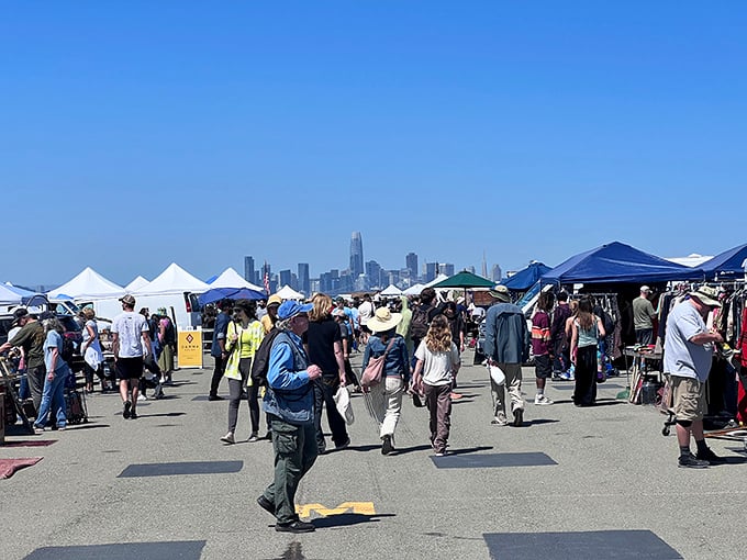 With San Francisco’s skyline as a backdrop, Alameda Point bustles with shoppers turning castoffs into prized possessions.