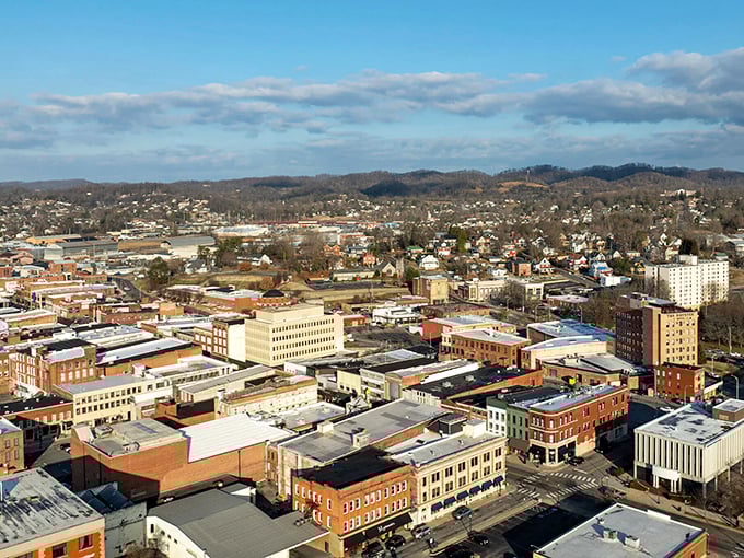 Downtown Bristol stretches across two states, blending historic charm with small-town ease — all beneath Appalachian skies.