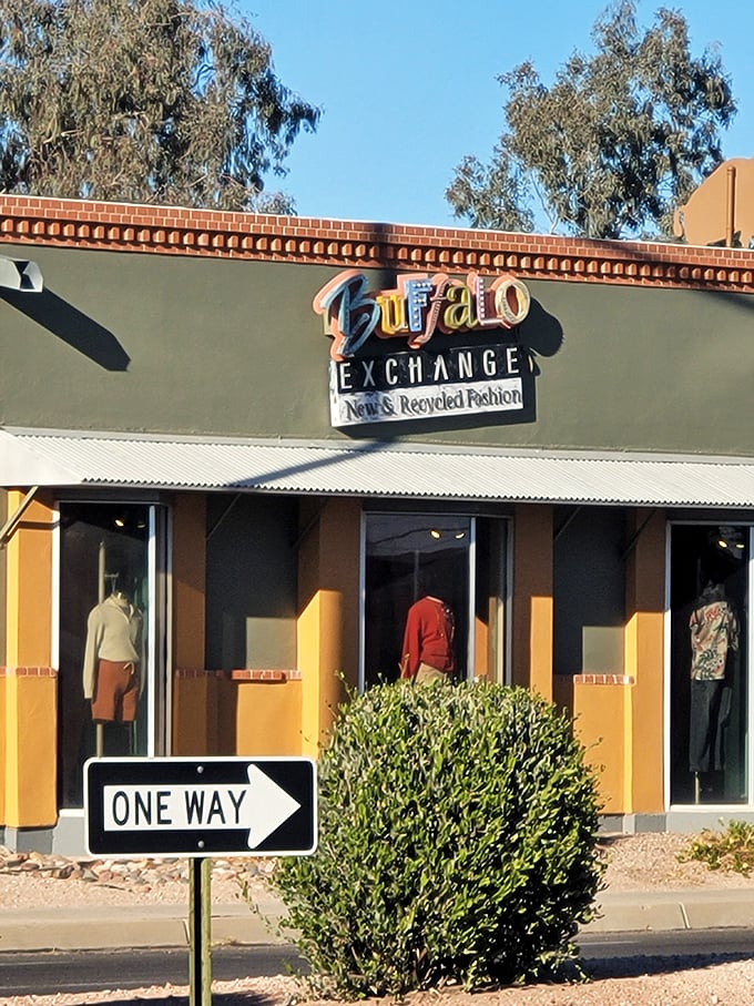 That "New & Recycled Fashion" sign promises treasures inside that are anything but second-best.