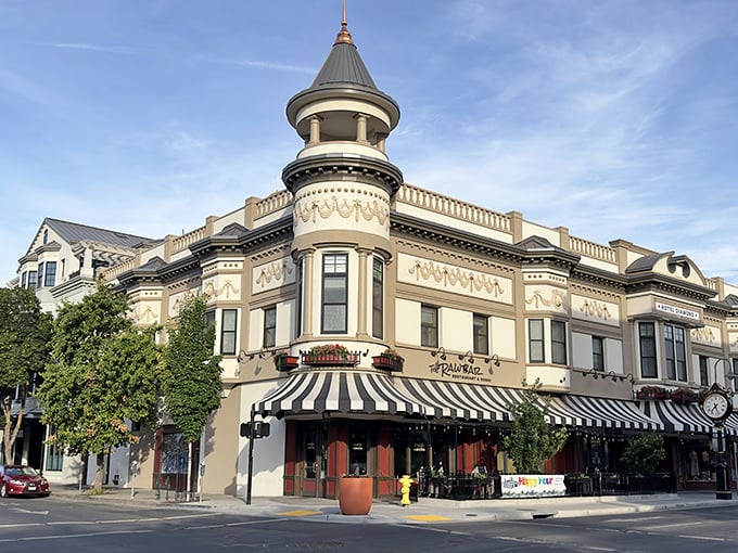 That corner tower in downtown Chico has witnessed more California dreams than a Hollywood screenwriter—and The Raw Bar's awning offers shade for new ones daily.