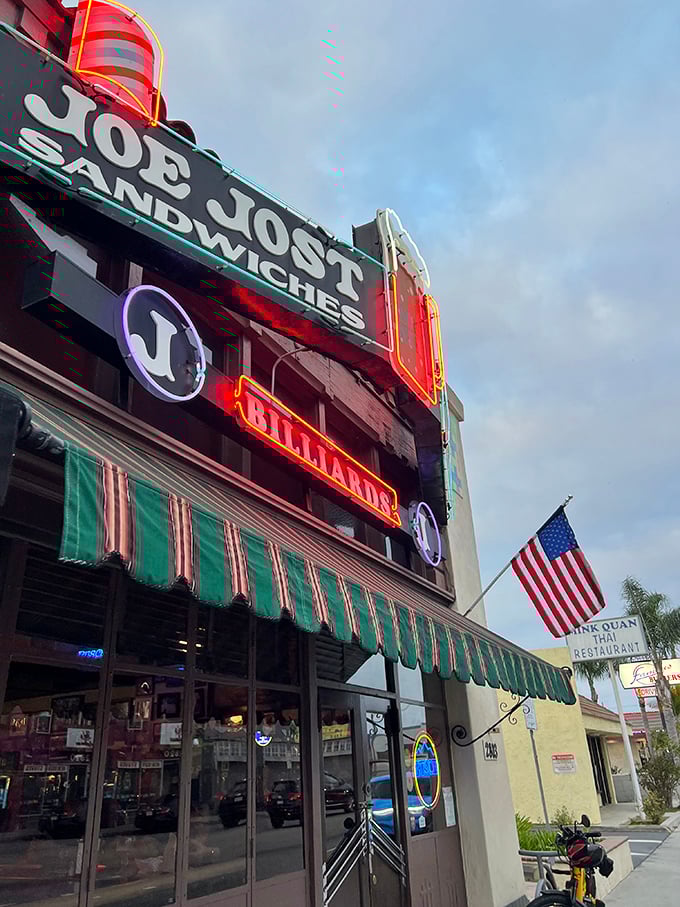 The classic neon glow promises authentic flavors that have satisfied generations of loyal customers.