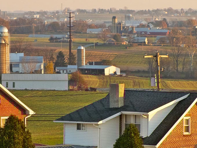 From rooftop to horizon, Lancaster County spreads out like a living map of America's agricultural heartland in all directions.