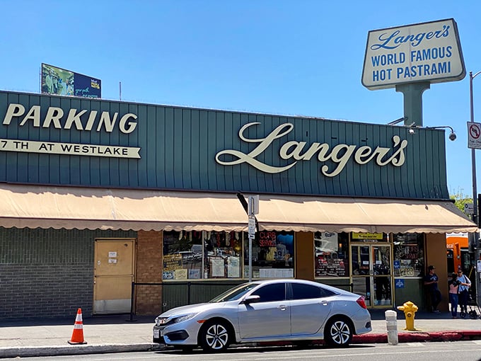 That "World Famous Hot Pastrami" sign isn't just bragging – it's a public service announcement for your taste buds.