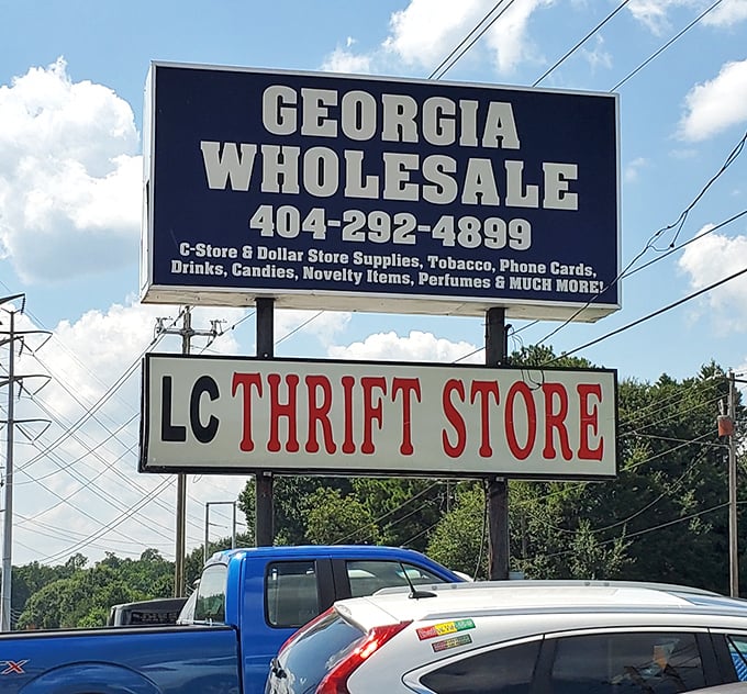 The bold sign announces this Decatur gem to passing traffic. Last Chance by name, first choice for savvy shoppers.