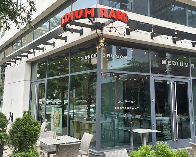 Clean lines outside, perfect pink inside – this is where steak science meets pure delicious artistry.