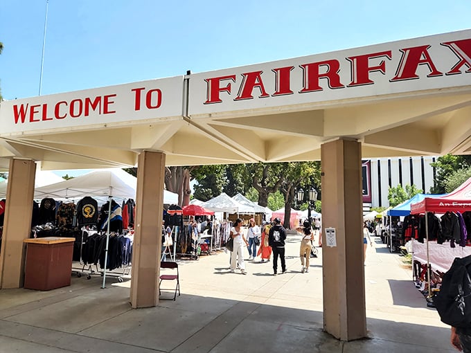 The Fairfax entrance welcomes treasure seekers into a world of vintage dreams and modern discoveries.