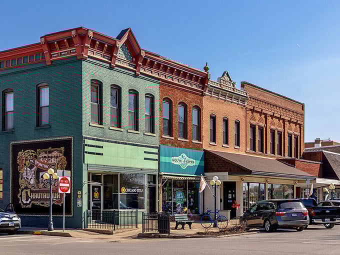 These colorful storefronts along Pontiac's main street prove that small-town charm never goes out of style, especially at these prices.