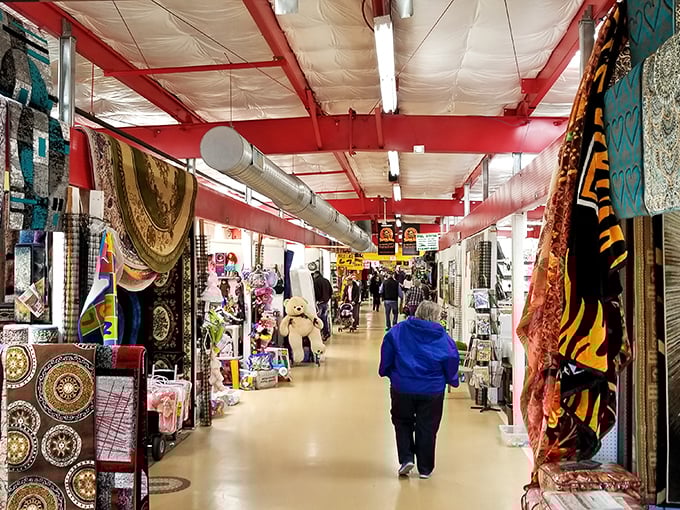 Colorful tapestries hang like flags of many nations, creating a bazaar atmosphere that's pure magic.