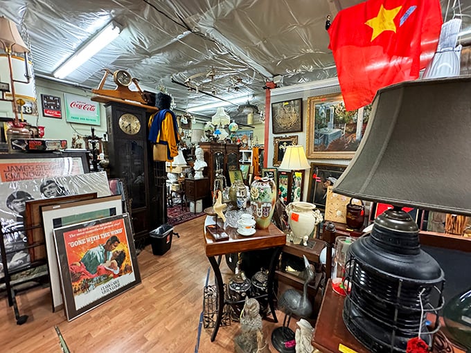 A glimpse inside reveals treasures stacked to the ceiling. Indiana Jones would need a week in here, not just a weekend.
