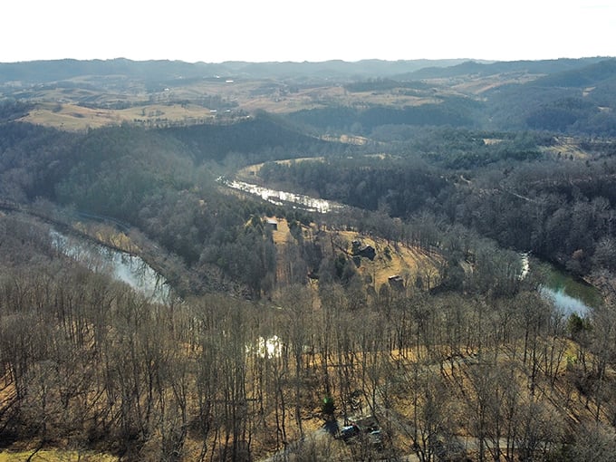 Bird's eye candy! This aerial view showcases the Clinch's graceful curves—like nature's signature written in flowing blue ink across the landscape.