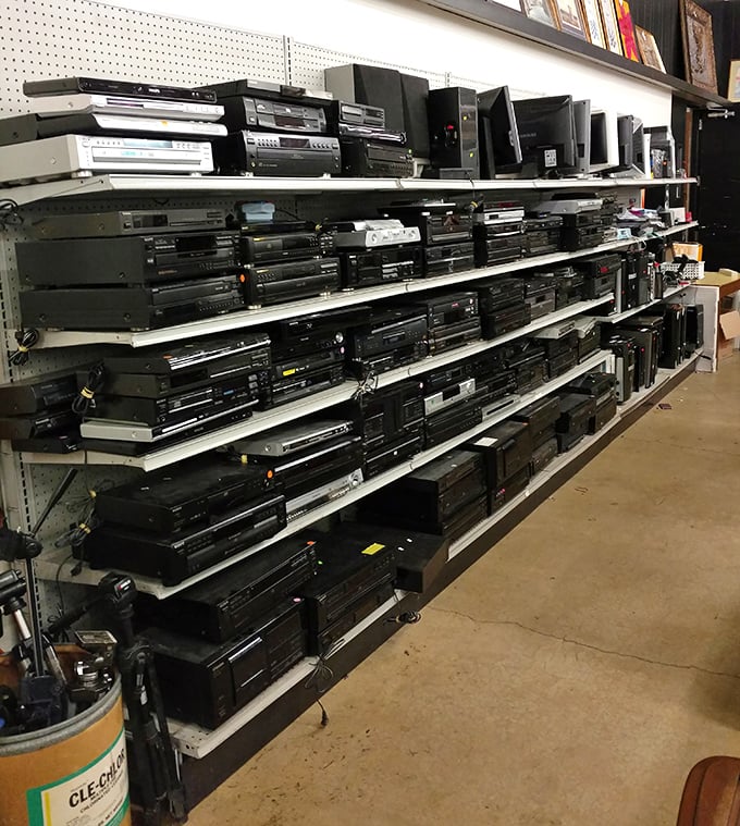 Vintage audio equipment stacked high - someone's basement recording studio dreams could start right here.
